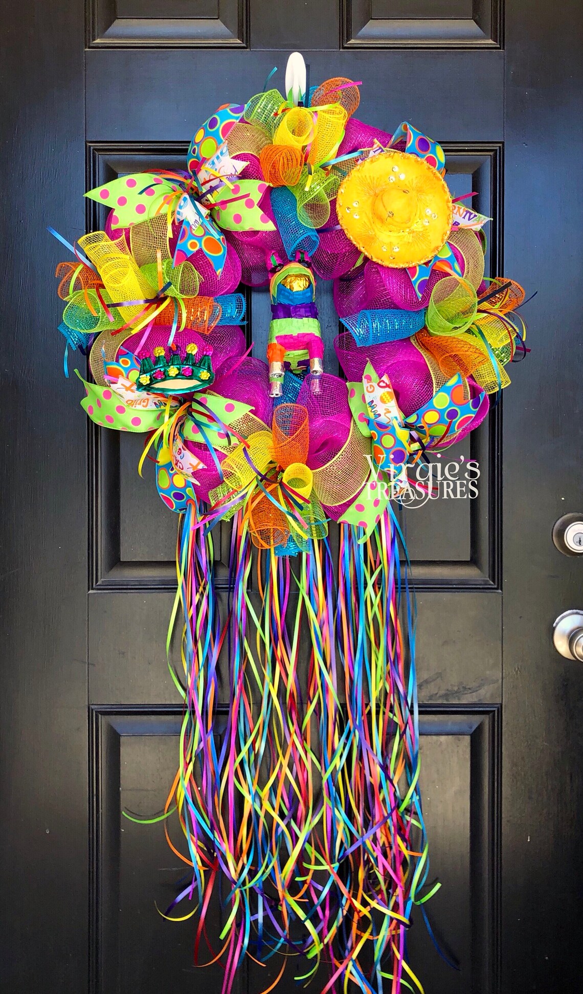 Double Door Fiesta Wreath-cinco De Mayo Wreath-fiesta Deco - Etsy