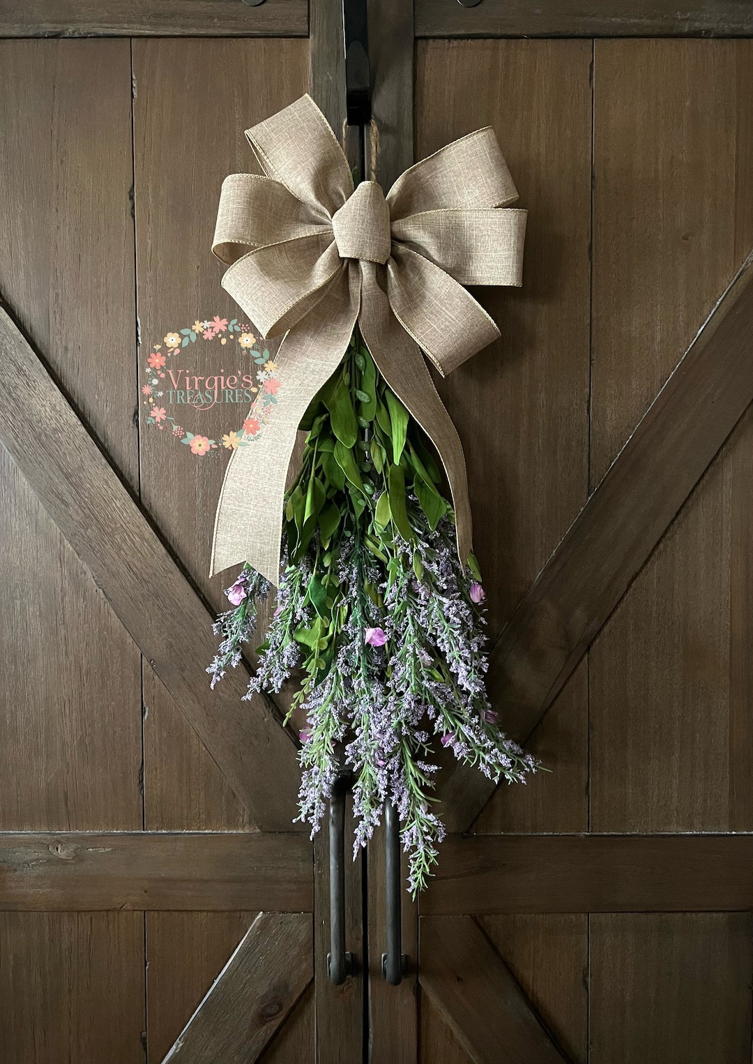 Teardrop Door Swag for Front Door, Lavender Foxtail Swag, Spring Swag ...
