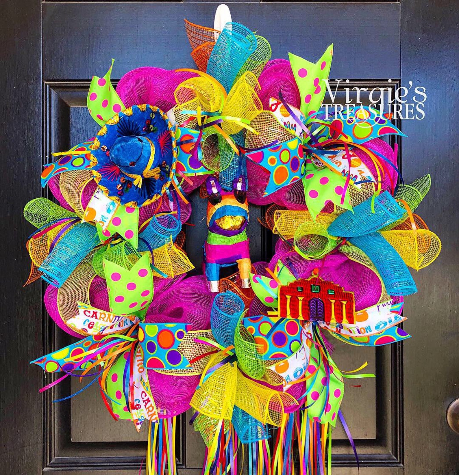 Double Door Fiesta Wreath-cinco De Mayo Wreath-fiesta Deco - Etsy