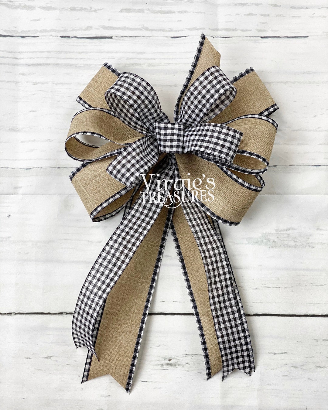 Spring Bow, Gingham Bow, Farmhouse Bow, Country Side Bow, Wreath ...