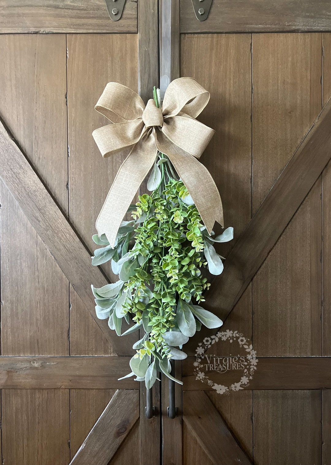Greenery Swag, Vertical Door Swag, Wall Swag, Farmhouse Swag, Lambs Ear ...
