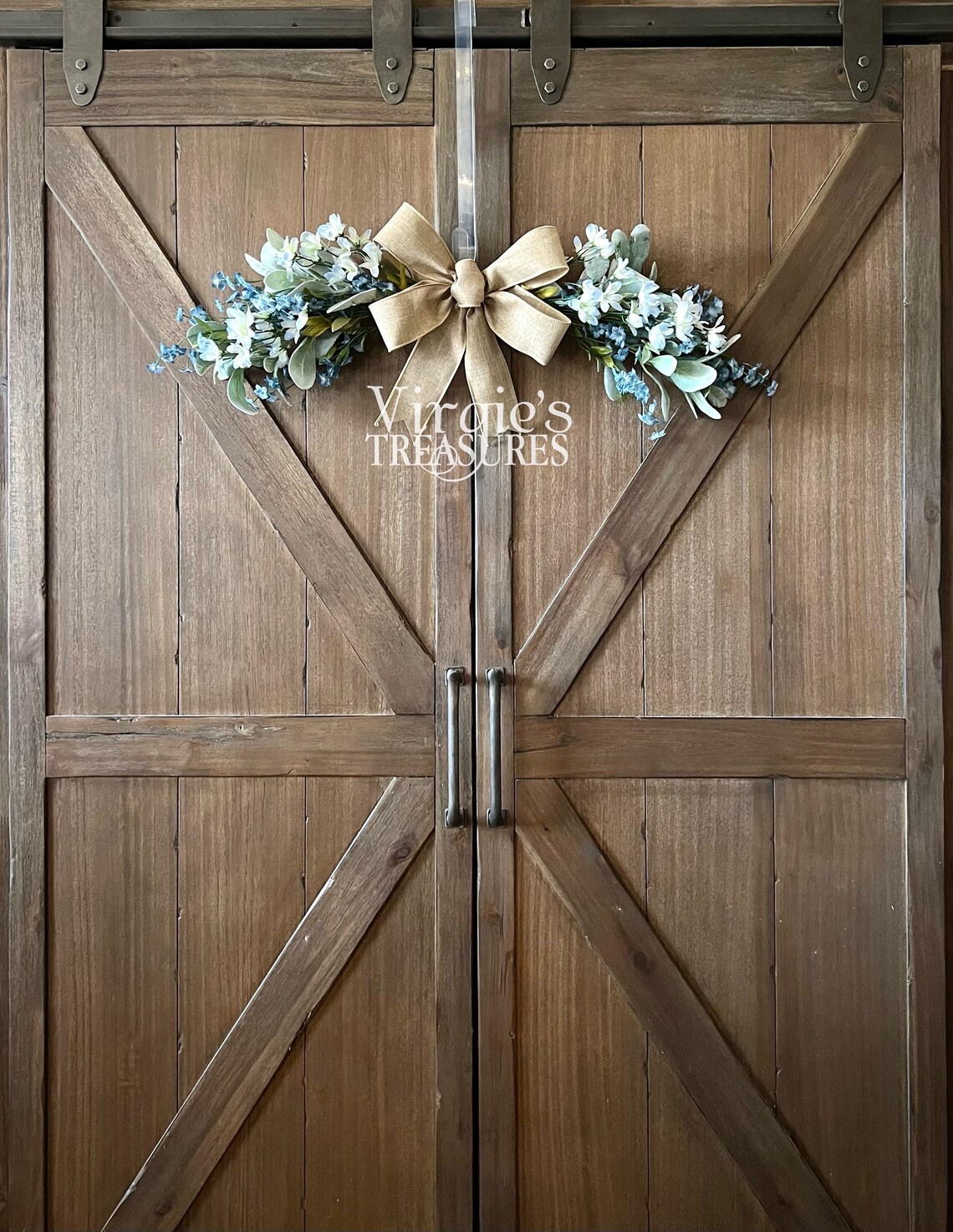 Blue Floral Swag Door Swag Wall Swag Farmhouse Swag Lambs - Etsy