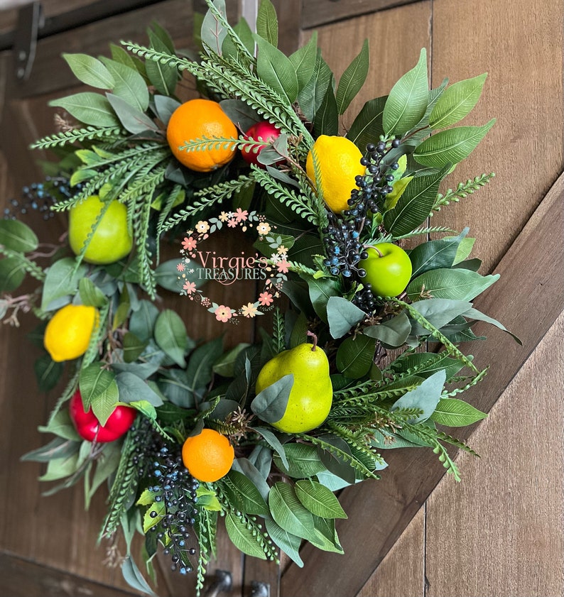 Mixed Fruit Wreath / Summer Wreath / Greenery Fruit Wreath / Front Door ...