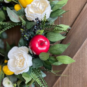 Lemon & Apple Wreath / Summer Wreath / Greenery Fruit Wreath / Front ...