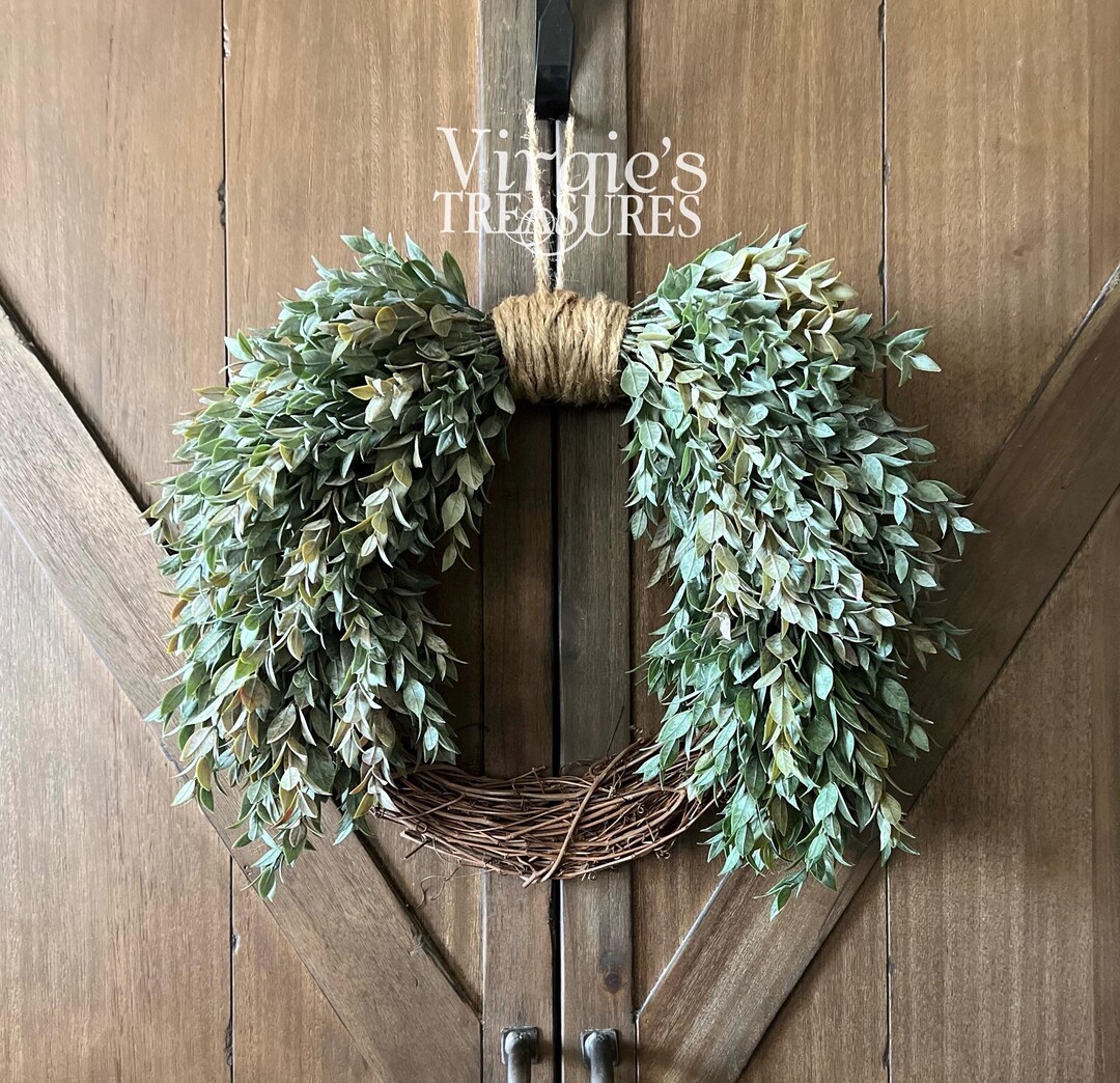 Ruscus Wreath, Greenery Wreath, Spring Wreath, Summer Wreath, Farmhouse ...