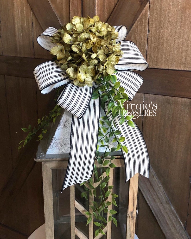 Lantern Swag Hydrangea Lantern Bow Farmhouse Lantern Swag Etsy
