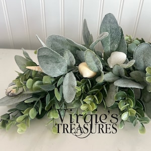 Coastal Greenery / Beach Decor / Seashell Decor / Beach Dough Bowl ...