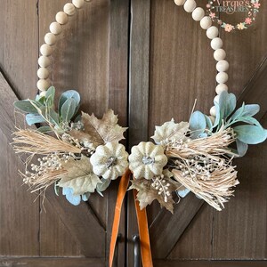 Pumpkin Wood Bead Wreath, Fall Bead Wreath, Autumn Wreath, Fall ...