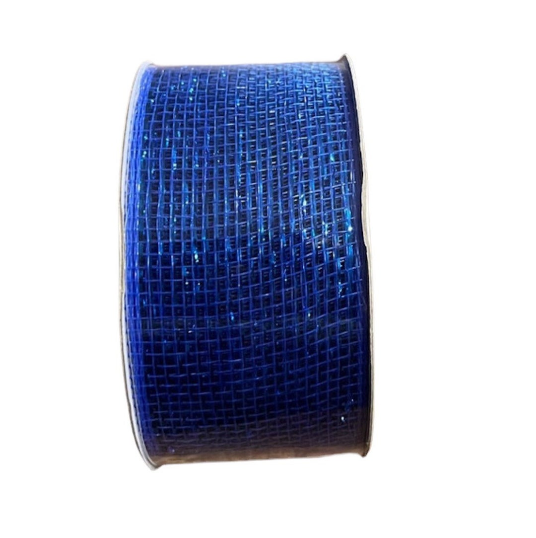 Royal Blue Deco Poly Mesh Ribbon, Deco Mesh Ribbon, Metallic Deco Mesh ...