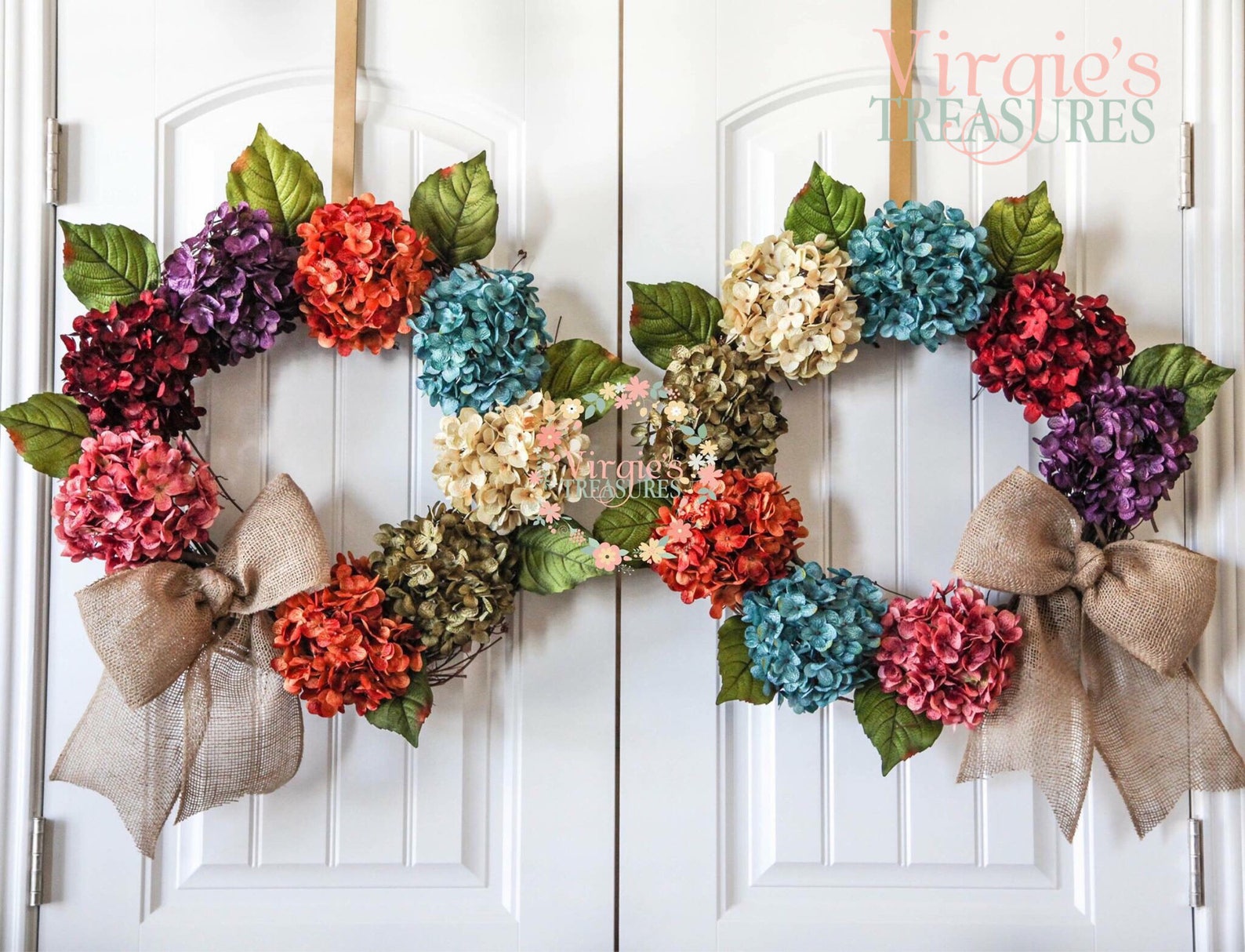 Colorful Hydrangea Wreath-front Door Wreaths Premium - Etsy