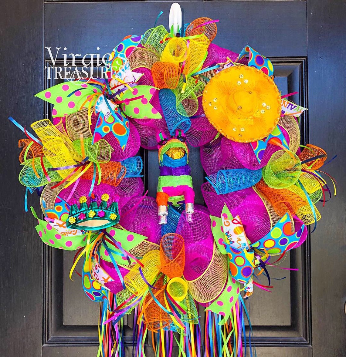 Double Door Fiesta Wreath-cinco De Mayo Wreath-fiesta Deco - Etsy