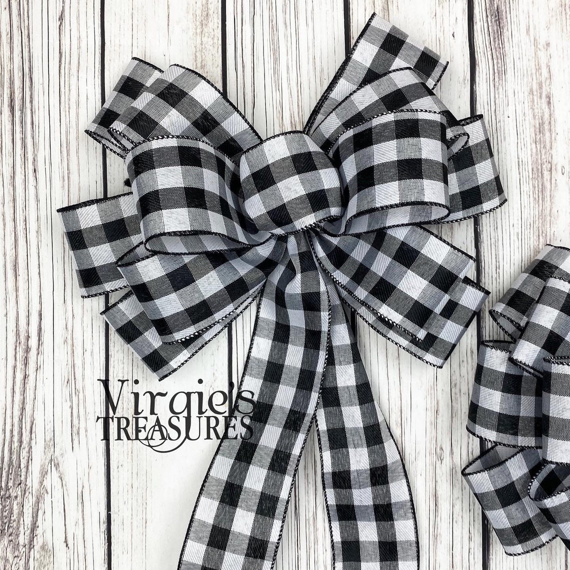 Black White Buffalo Plaid Bow Farmhouse Plaid Bow Buffalo | Etsy