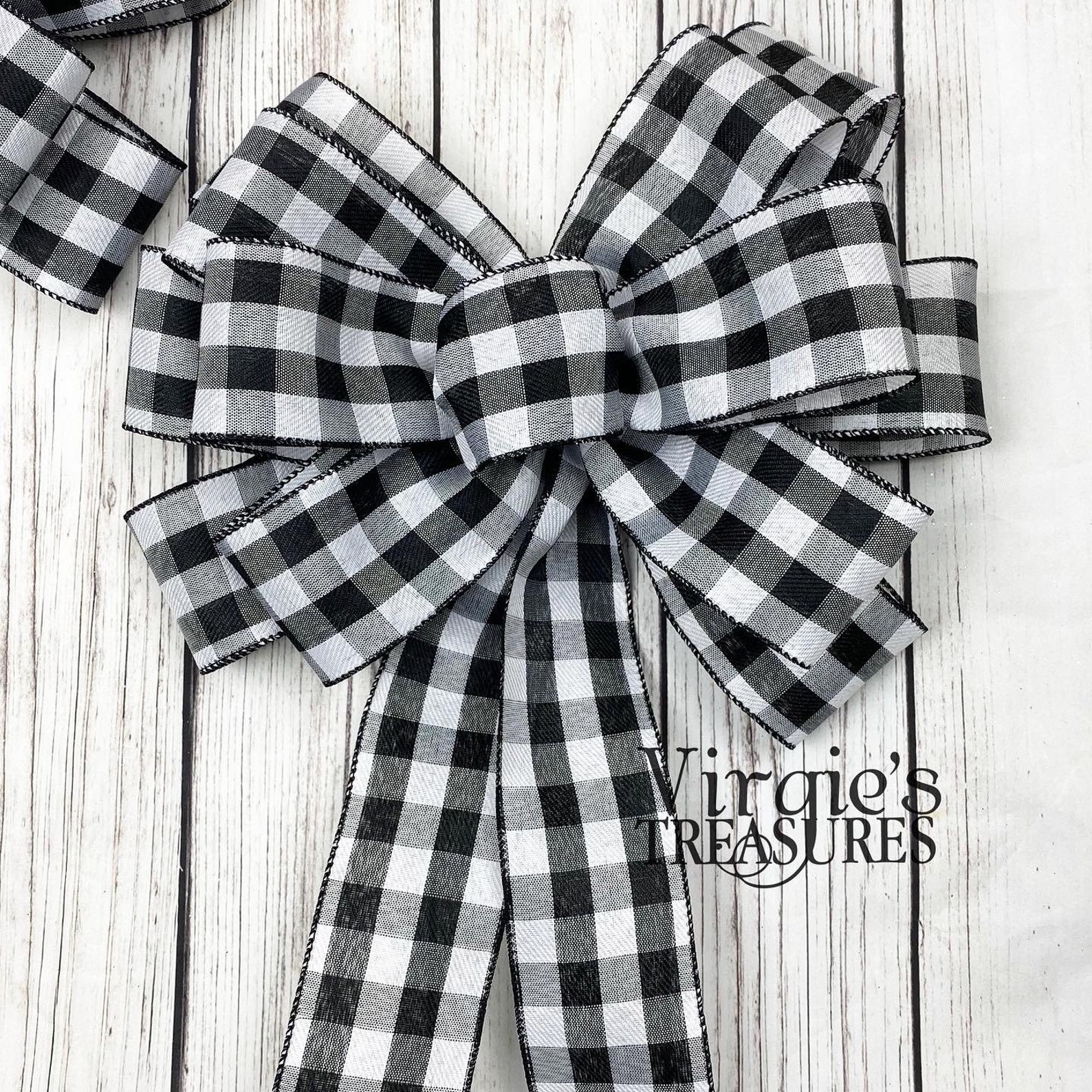 Black White Buffalo Plaid Bow Farmhouse Plaid Bow Buffalo - Etsy