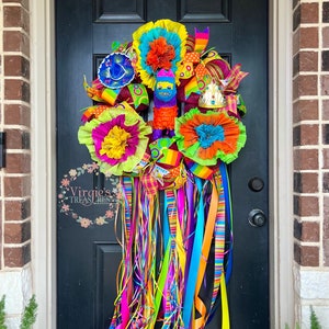 Fiesta Wreath-cinco De Mayo Wreath-fiesta Deco Mesh Wreath-bright and ...