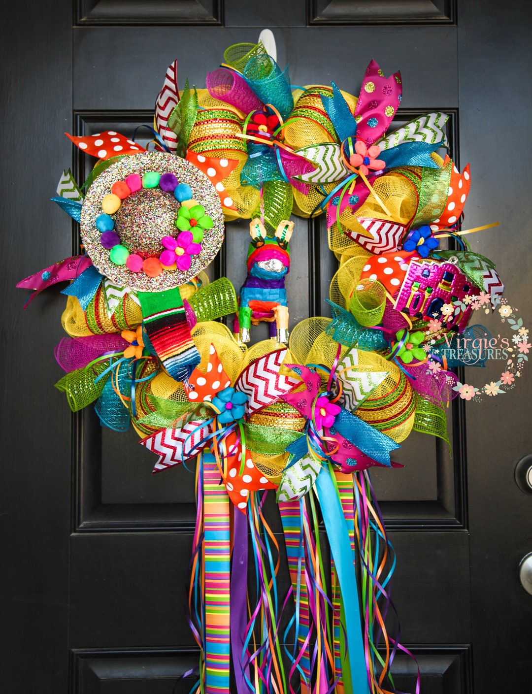 Fiesta Wreath Cinco De Mayo Wreath Glitter Sombrero Fiesta - Etsy