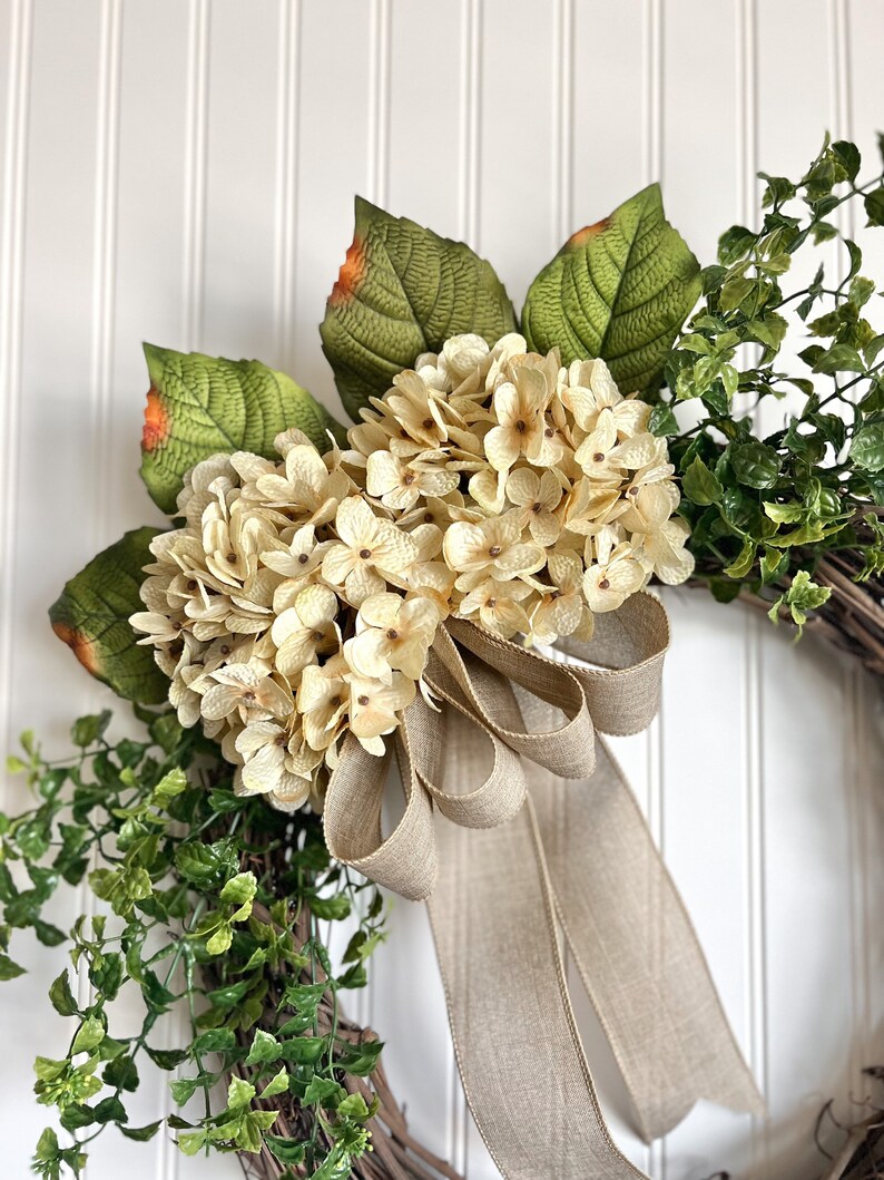 Double Door Hydrangeas Grapevine Wreath-cream Hydrangea - Etsy