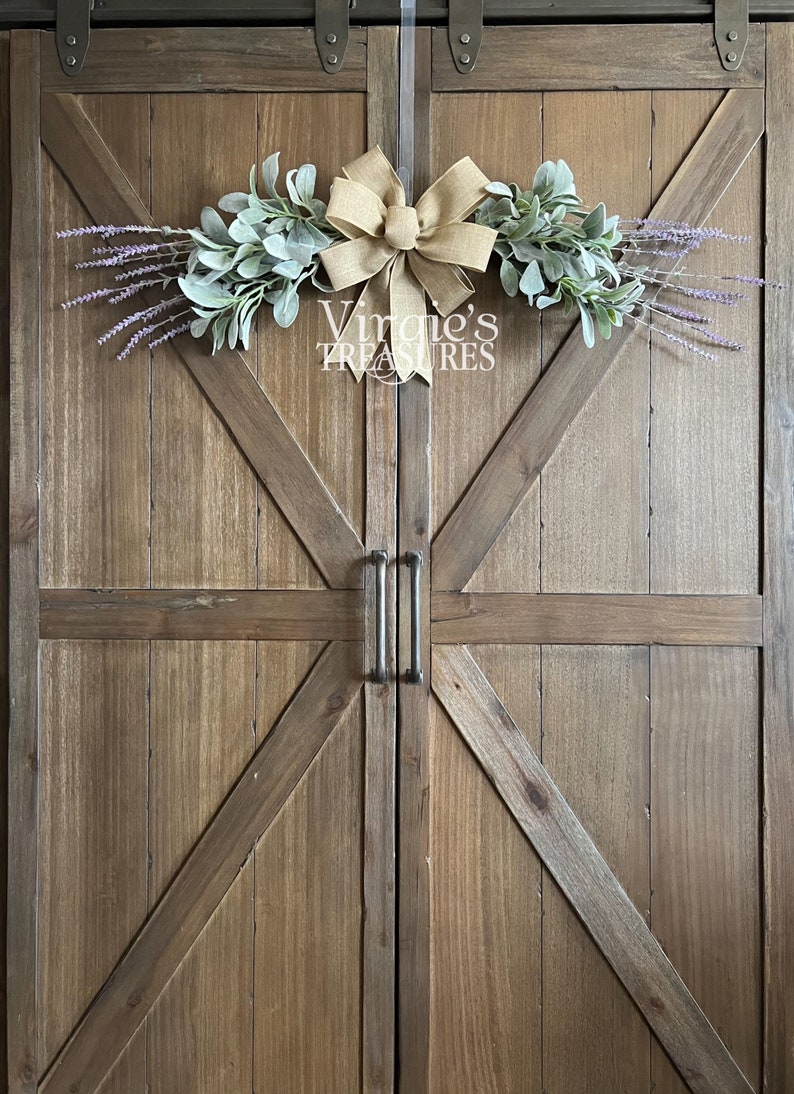 Lambs Ear & Lavender Swag, Spring Door Swag, Wall Swag, Farmhouse Swag ...