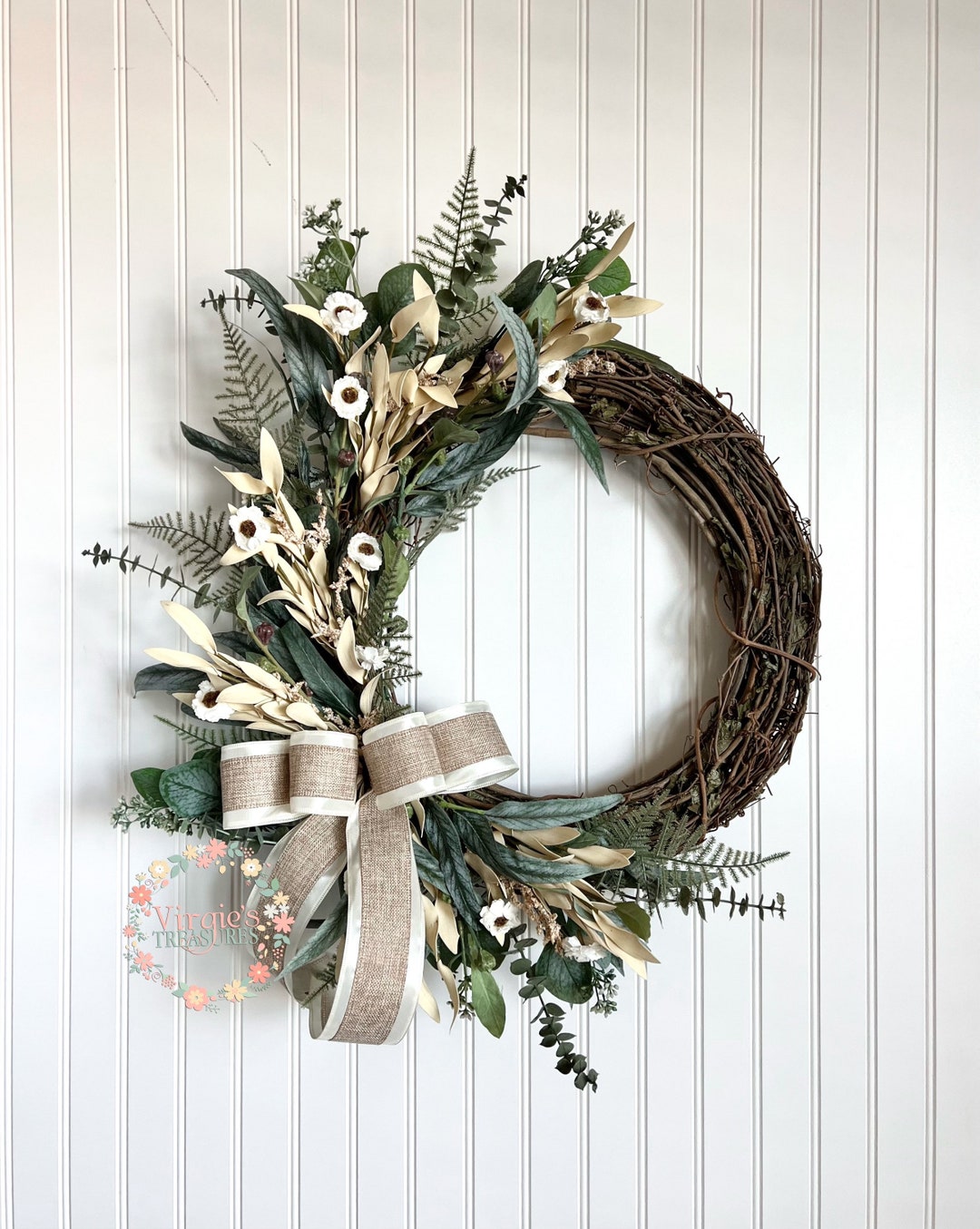 Boho Wreath, Greenery Wreath, Neutral Wreath, Front Door Wreath ...