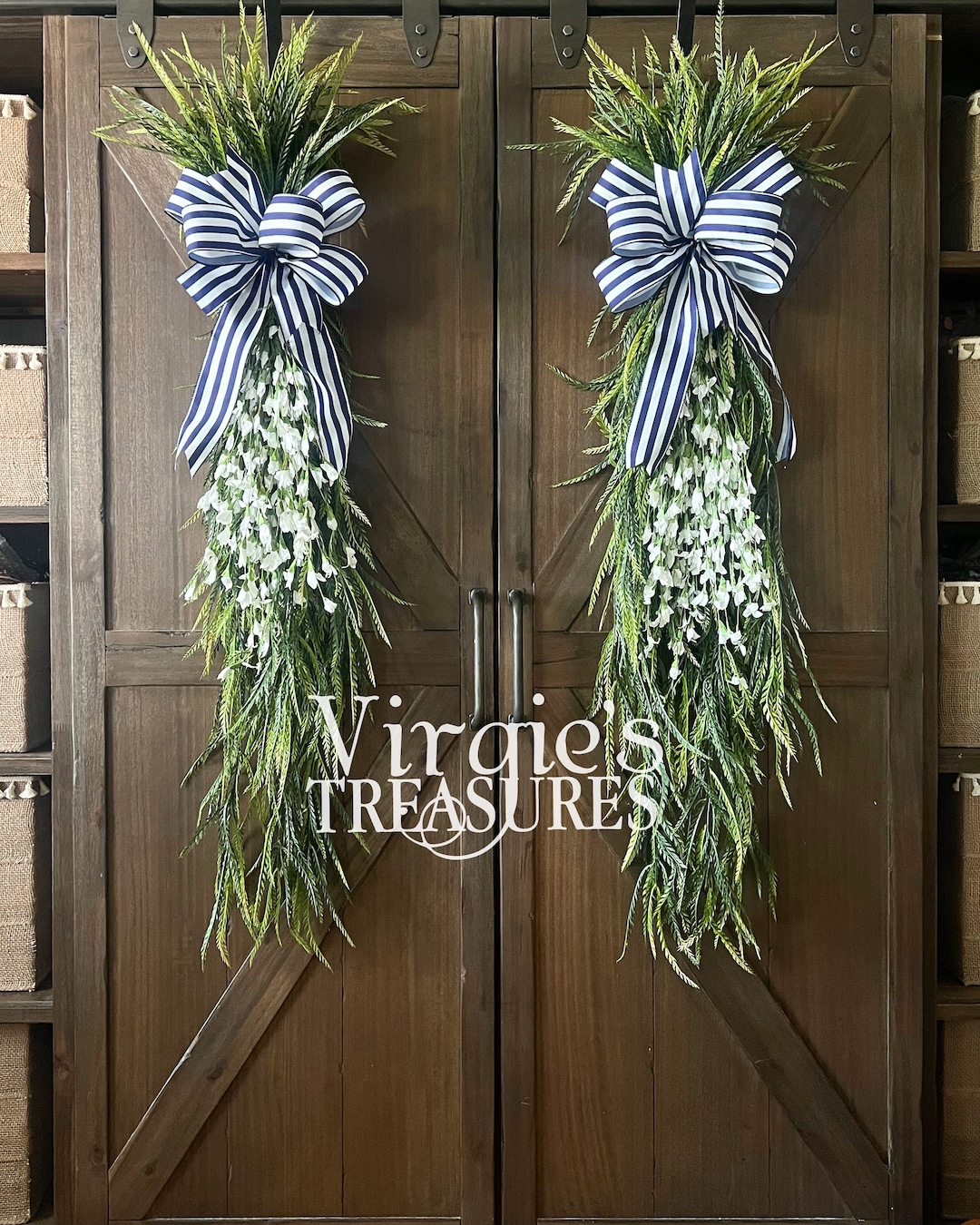 Saw Grass Swag for Double Doors / Greenery Swag / Summer Swag / Spring ...