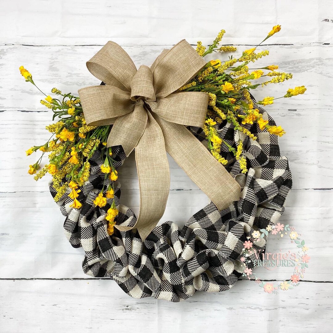 Buffalo Plaid Wreath Everyday Wreath Farmhouse Wreath Fall - Etsy