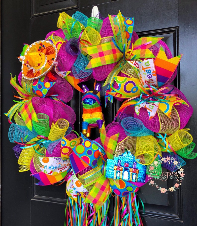 Fiesta Wreath-Cinco De Mayo Wreath-Fiesta Deco Mesh | Etsy