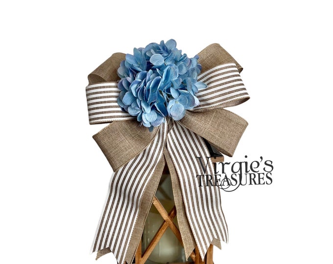 Blue Lantern Swag, Blue Hydrangea Lantern Bow, Farmhouse Lantern Swag ...