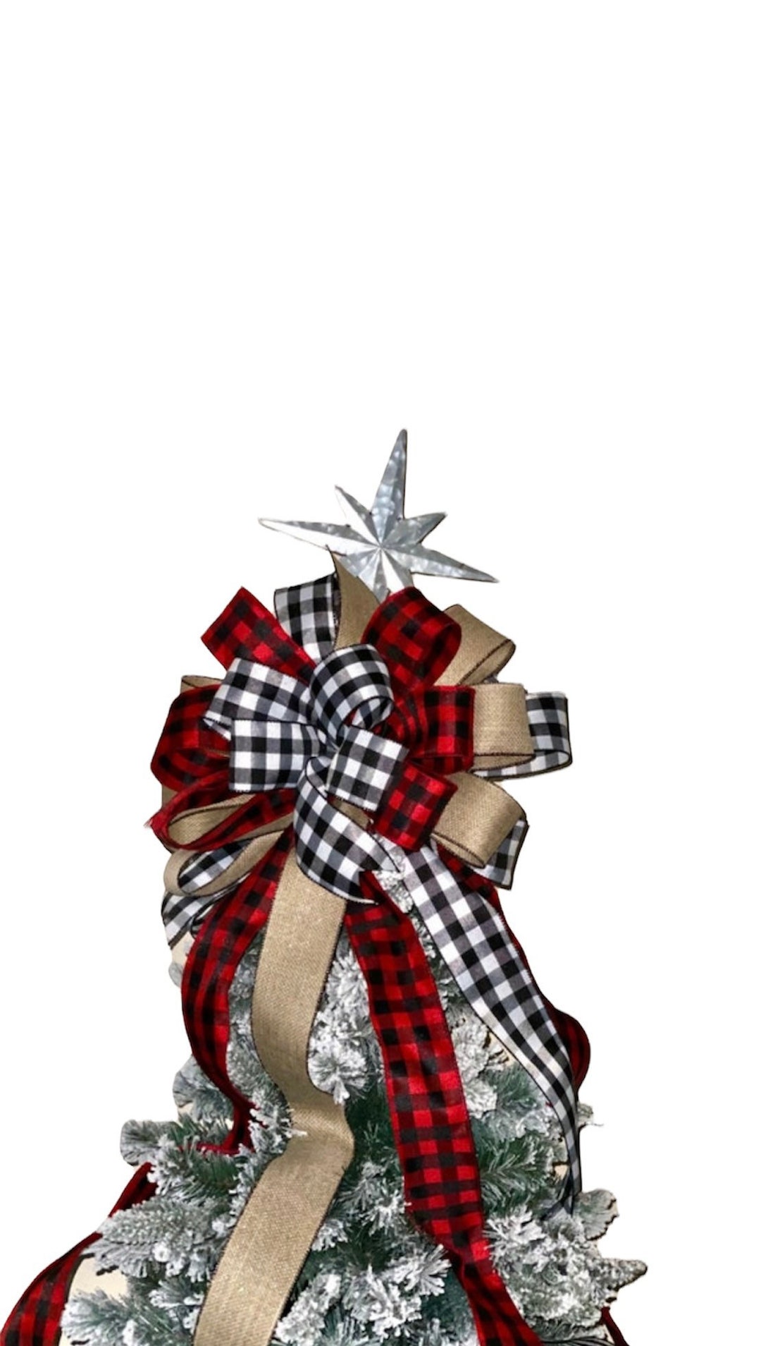 XL Buffalo Plaid Tree Topper, Christmas Tree Topper, Holiday Tree ...