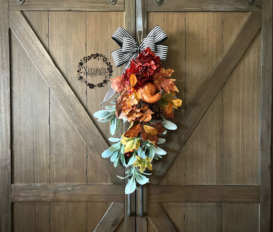 Fall Floral & Gourd Swag / Fall Gourd Swag / Fall Hydrangea - Etsy
