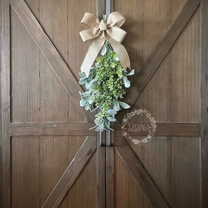 Greenery Swag, Vertical Door Swag, Wall Swag, Farmhouse Swag, Lambs Ear ...