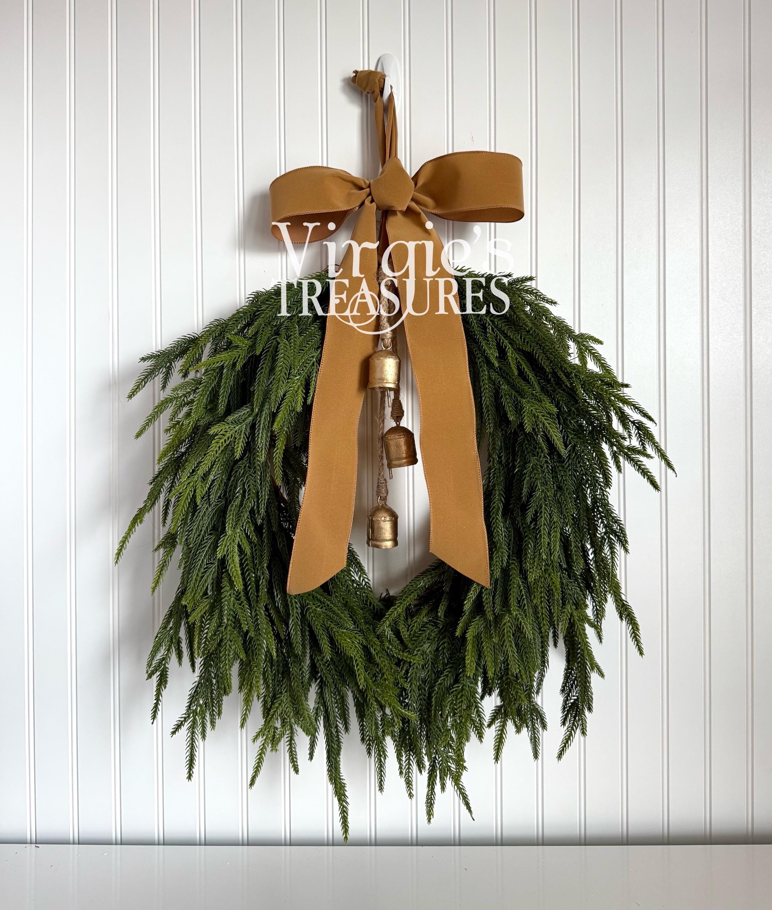 Norfolk Wreath | Christmas Wreath With Gold Bells | Norfolk Greenery ...