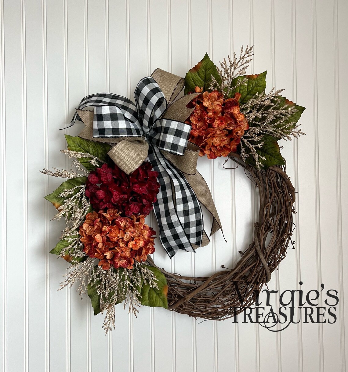 Fall Hydrangea Wreath Hydrangea Wreath Fall Wreath Front - Etsy