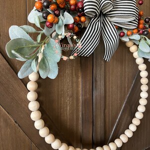Berry Fall Wood Bead Wreath, Fall Bead Wreath, Autumn Wreath, Fall ...