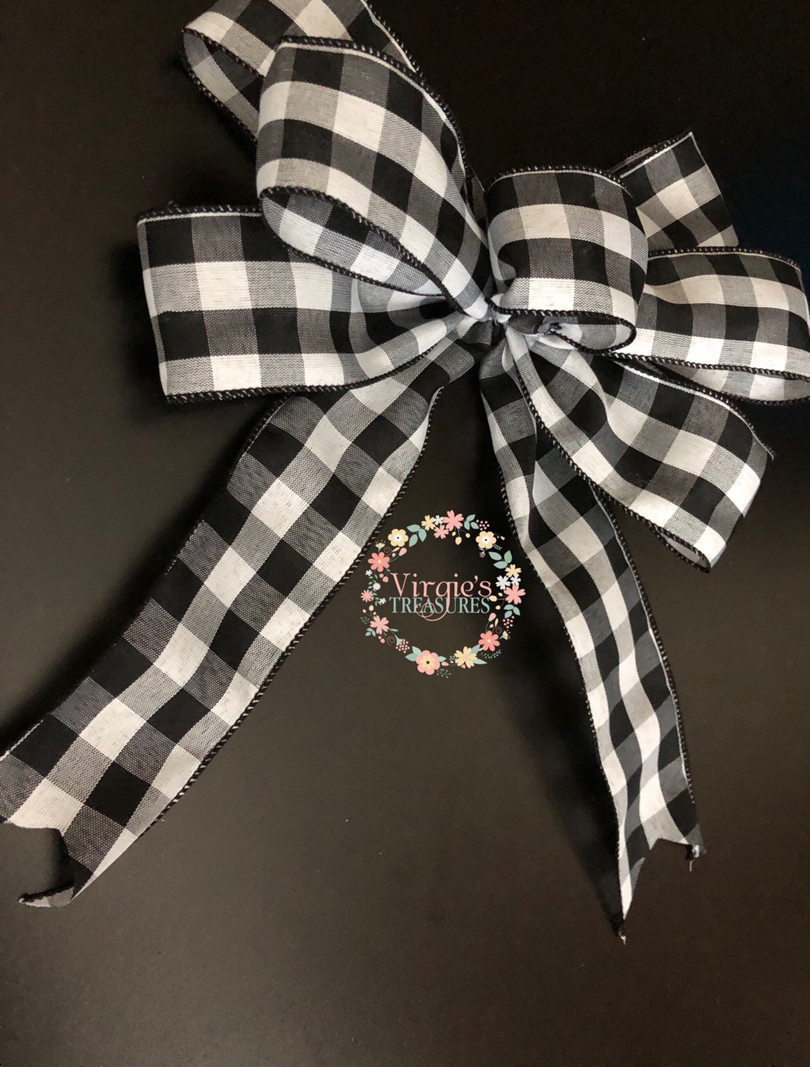 Black White Buffalo Plaid Bow Farmhouse Plaid Bow Buffalo | Etsy