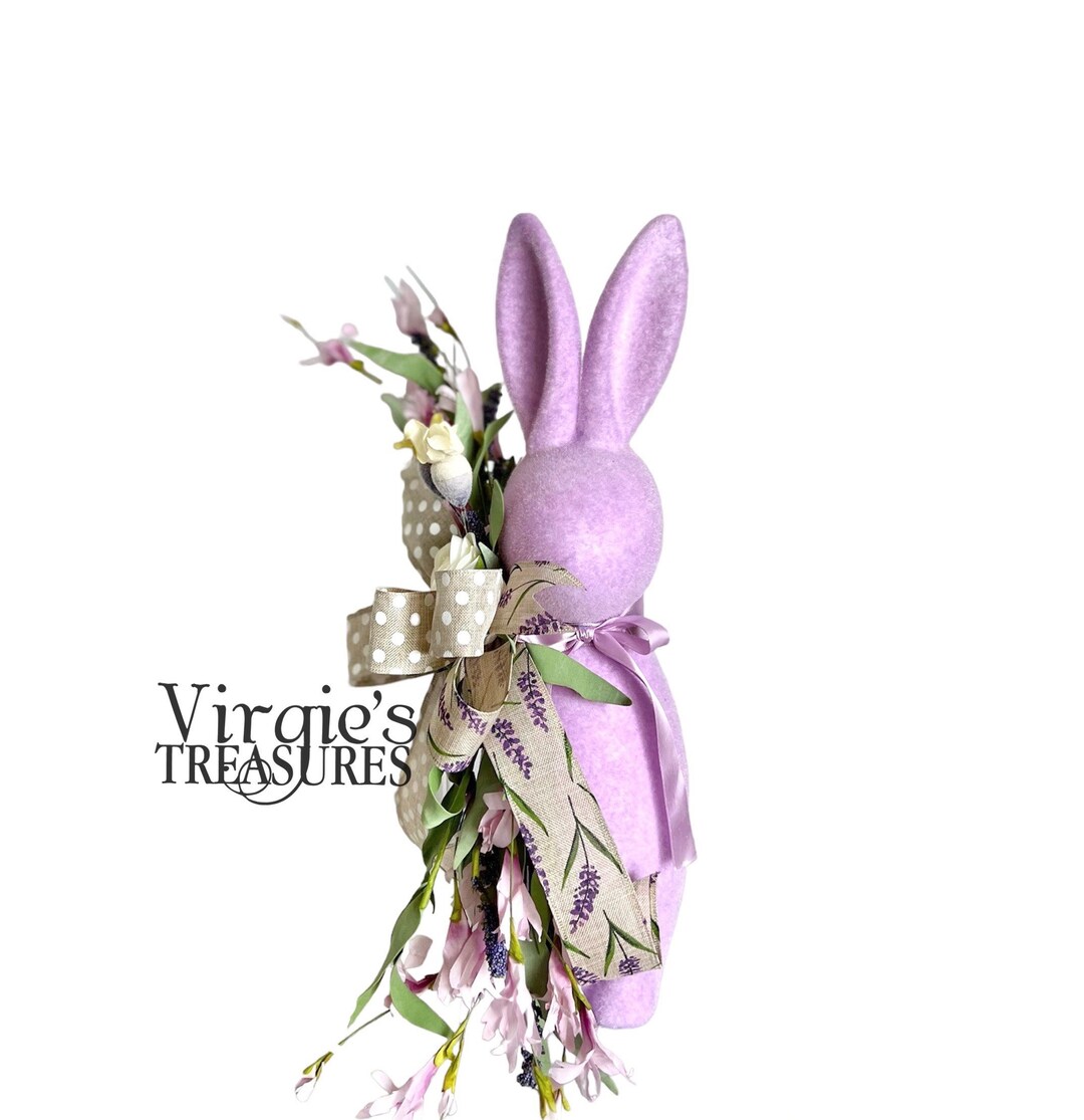 Easter Flocked Bunny / Easter Decor / Flocked Bunny / Spring Floral ...