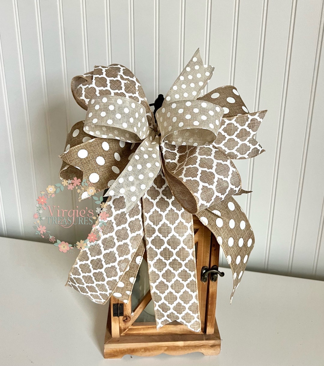 Spring Neutral Bow, Neutral Lantern Bow, Summer Wreath Bow, Spring Bow ...