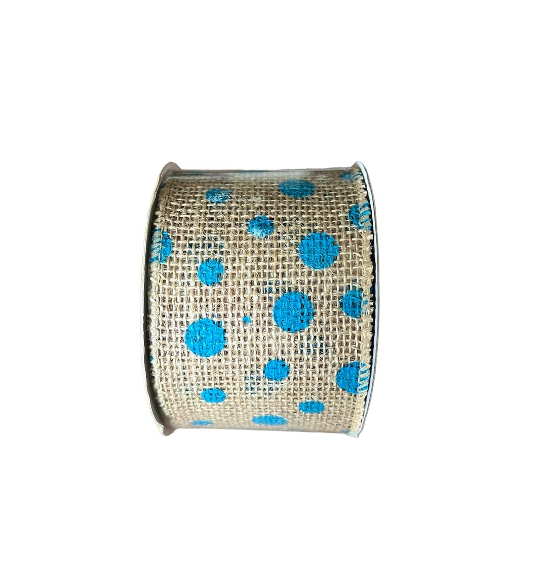 2.5” X 15 Ft Polka Dot Burlap Ribbon, Burlap Ribbon, Jute Ribbon ...