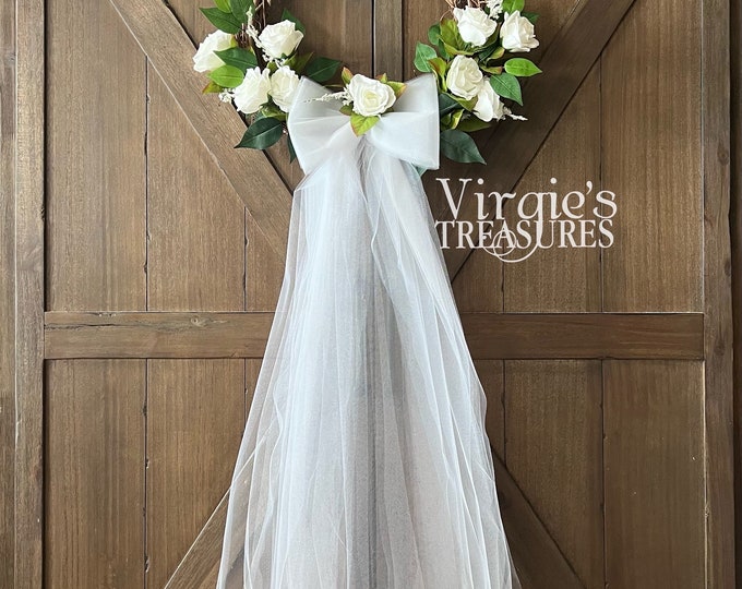Bridal Shower Wreath, White Rose Wreath, Wedding Shower Wreath, Wedding ...
