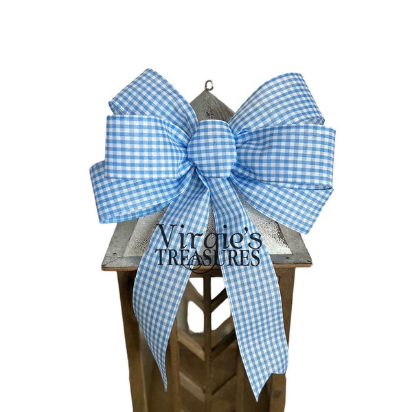 Blue Gingham Bow - Etsy