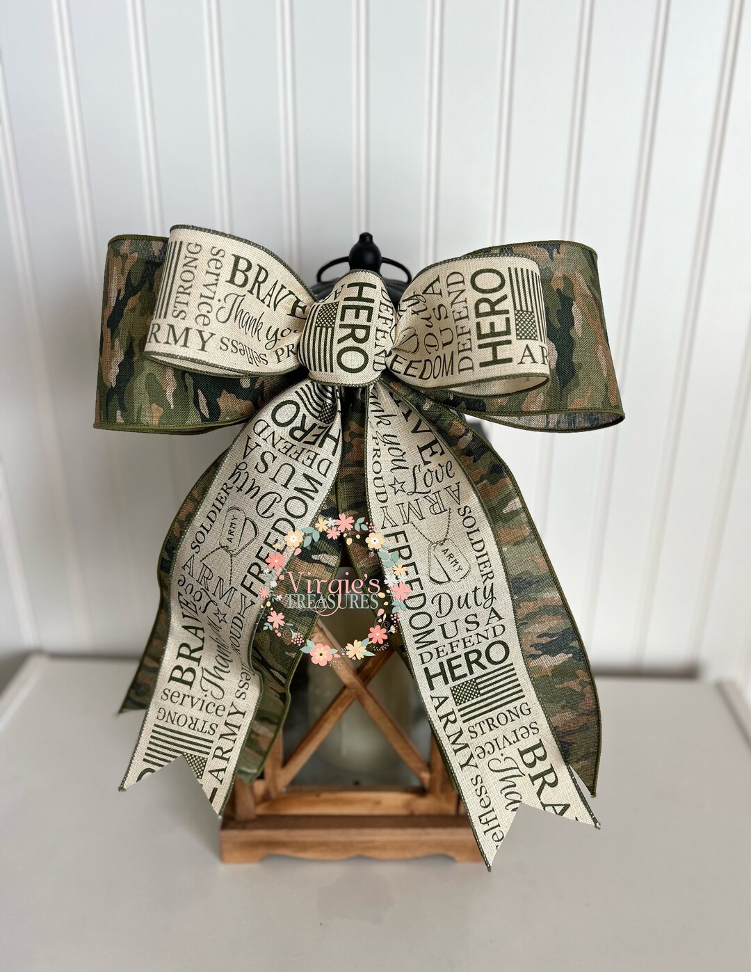 Army Bow | Military Bow | Military Decor | Wreath Embellishment Bow ...
