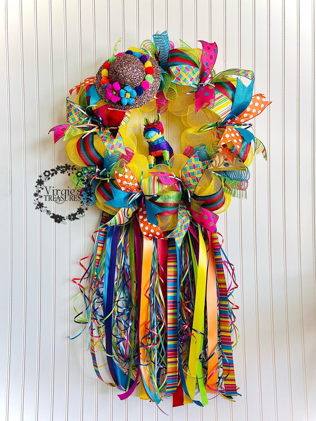 Fiesta Wreath, Cinco De Mayo Wreath, Glitter Sombrero Fiesta Wreath ...