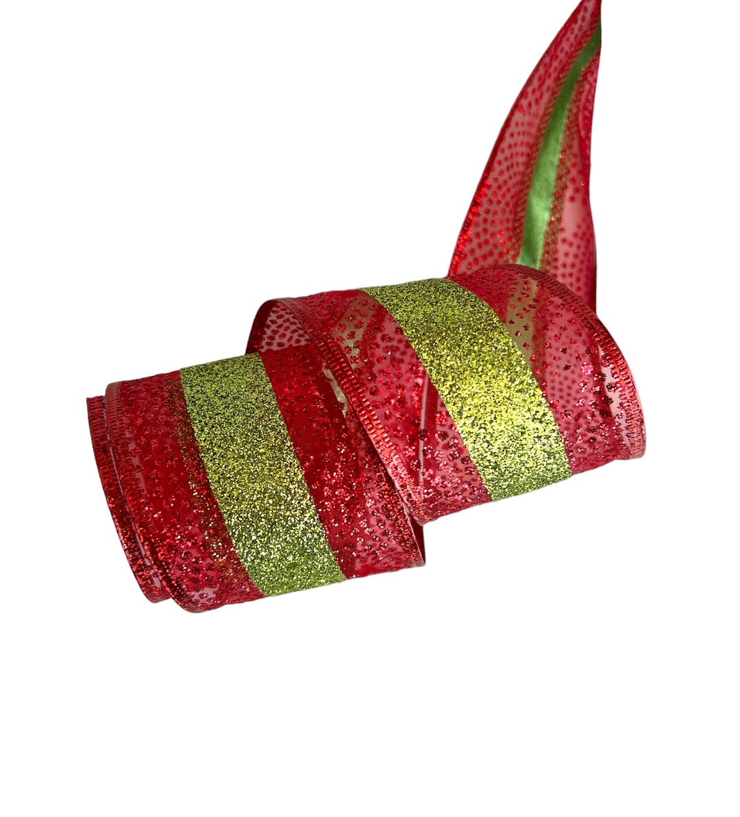 2.5 X 10 Yards Red & Green Wired Ribbon-christmas Wired - Etsy