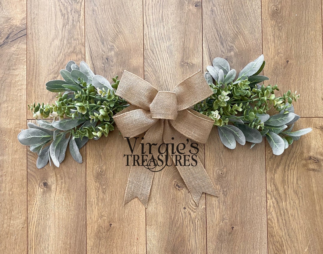 Faux Greenery Swag, Door Swag, Wall Swag, Farmhouse Swag, Lambs Ear ...