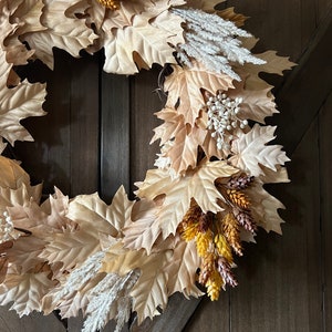 Beige Maple Leaf Wreath / Fall Maple Wreath / Maple Leaf & Faux Pampas ...