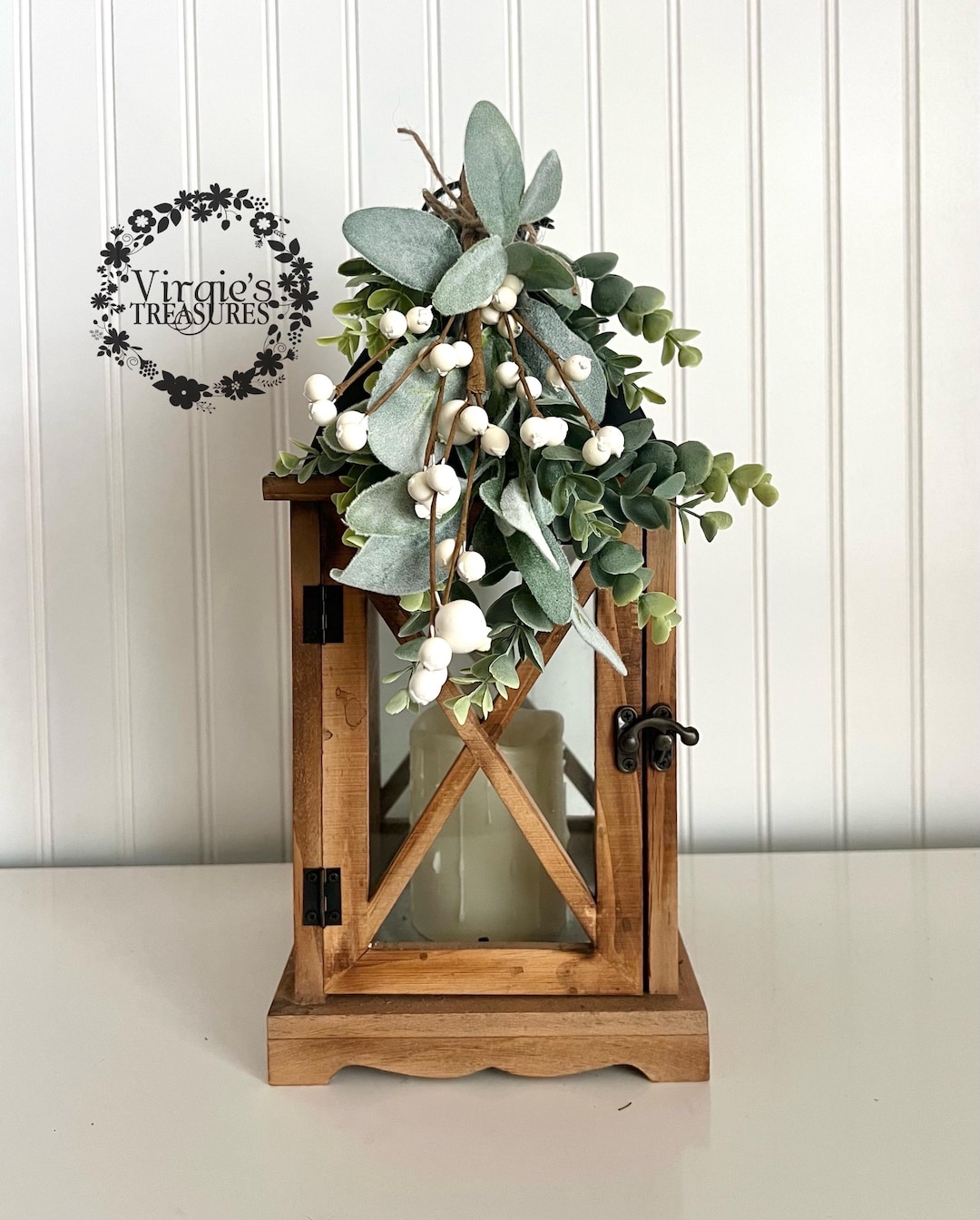 Lantern Greenery Decor / Lantern Accessory / Farmhouse Lantern Decor ...