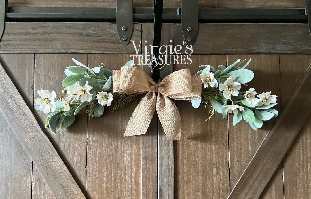 Cream Cosmo Swag, Spring Door Swag, Wall Swag, Farmhouse Swag, Lambs ...