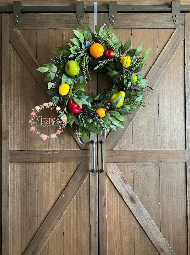 Mixed Fruit Wreath / Summer Wreath / Greenery Fruit Wreath / Front Door ...