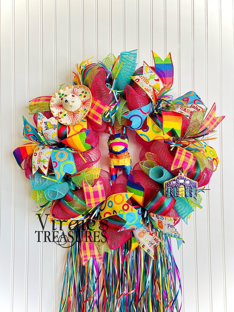 Fiesta Wreath-cinco De Mayo Wreath-fiesta Deco Mesh - Etsy