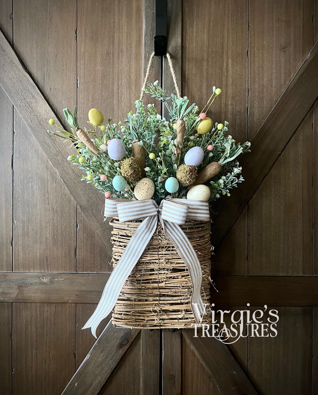 Spring Door Basket Wreath, Spring Hanging Basket, Floral Arrangement ...