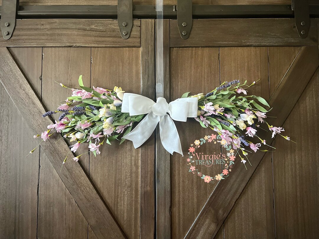 Purple Pink Blossom & Berry Swag, Purple Greenery Swag, Door Swag, Wall ...