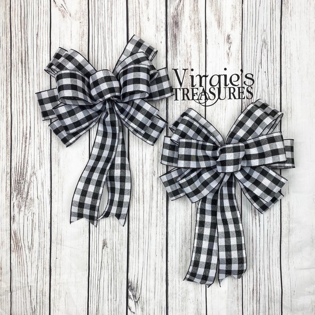 Black White Buffalo Plaid Bow Farmhouse Plaid Bow Buffalo - Etsy